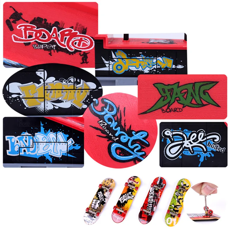 Kids Finger Skateboard Set Skate Park Ramp Parts Mini Fingerboard Kit ...