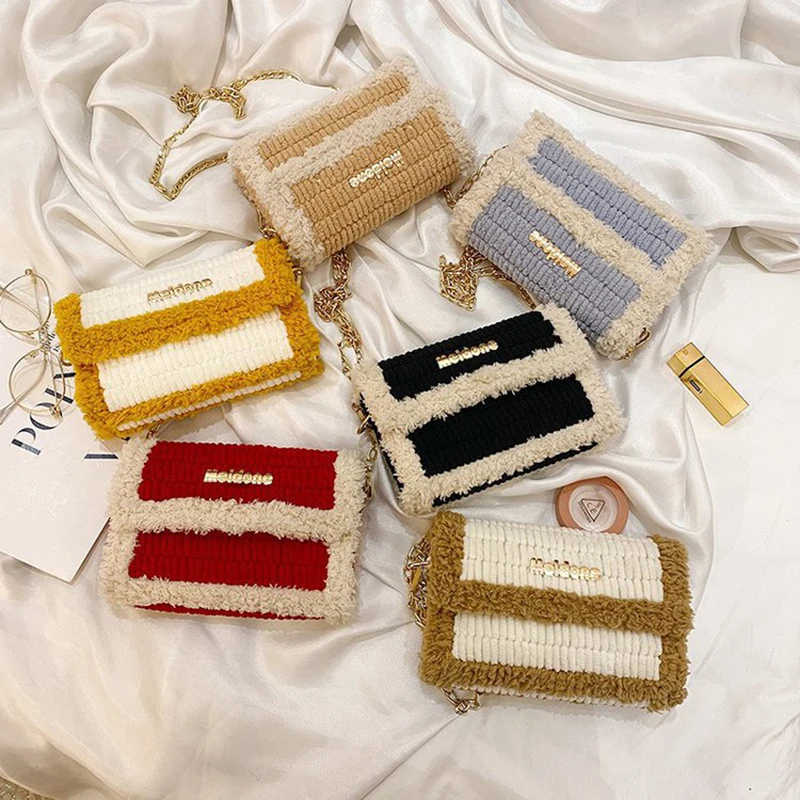 Modern DIY Weaving Bag Material Mesh Cloth Wool Bag Handmade Latch Hook ...