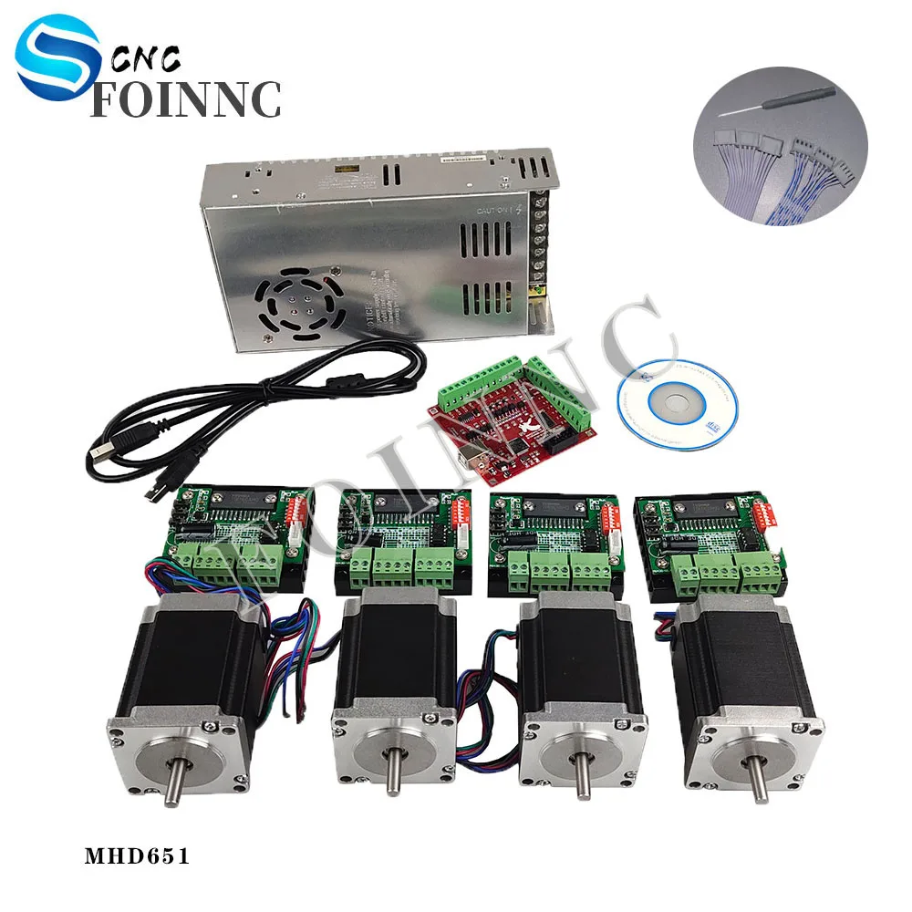 CNC-kit-4-axis-mach3-controller-kit-Nema23-76mm-3A-stepping-motor-CNC-4 ...