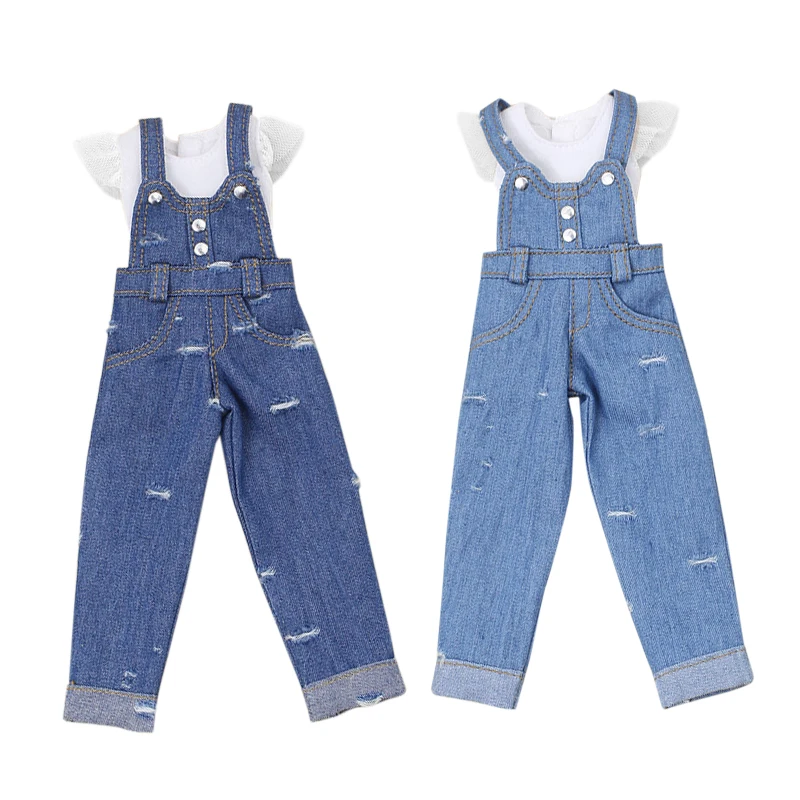 Icy Dbs Blyth Doll Licca Body Blue Jeans Lace White Clothes Umpsuits ...