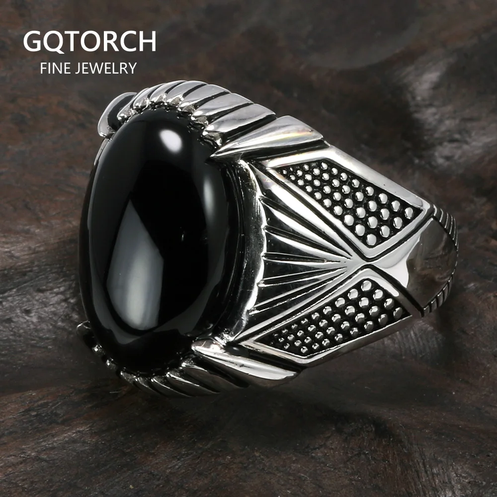 Guaranteed 925 Sterling Silver Rings Antique Turkey Ring For Men Black ...