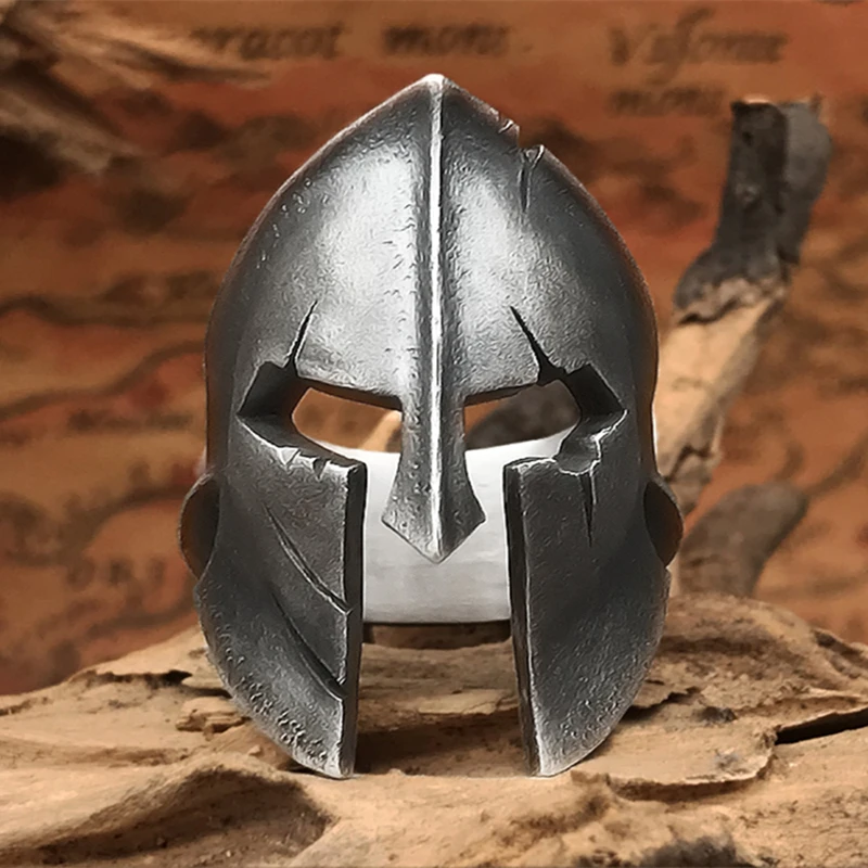 EYHIMD Cool Classic Sparta Helmet Ring Men Simple Stainless Steel ...