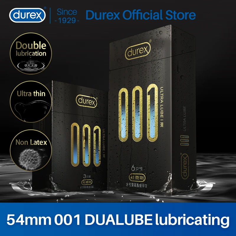 Durex Condoms New 54mm 001 Dualube Lubricating Invisible Ultra Thin ...