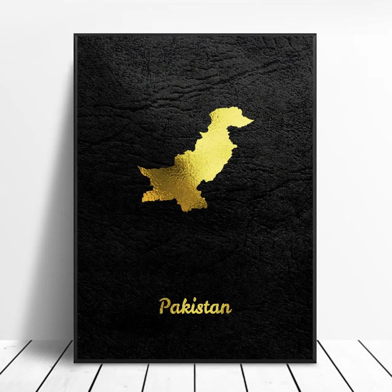 Golden Pakistan Map Canvas Wall Art Print Modern Poster Wall Pictures ...