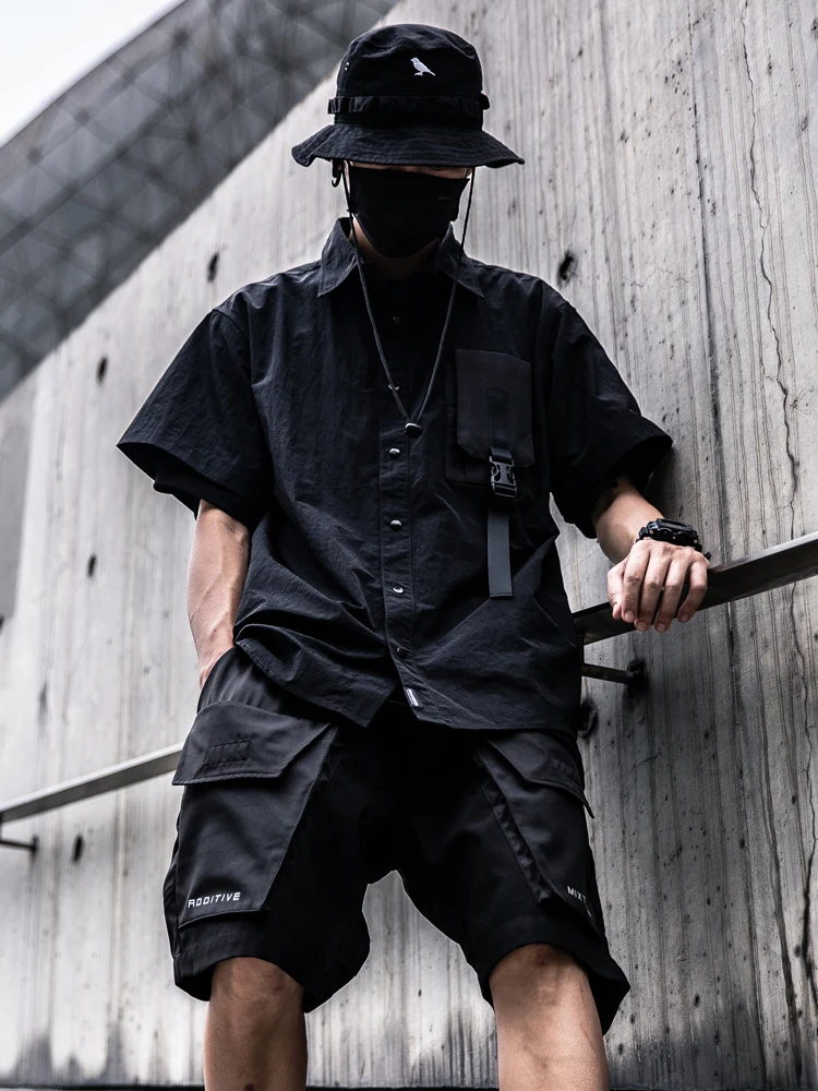 Tactical Shirt With Pocket Techwear Streetwear Streetgoth Aestethic ...
