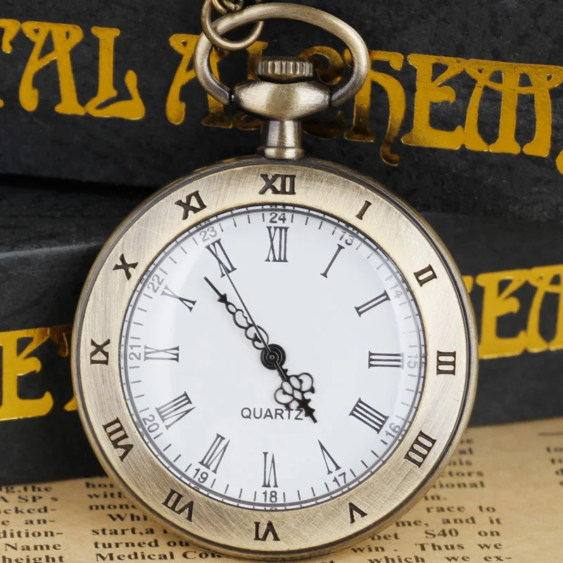 Open-Face-Quartz-Pocket-Watch-Analog-Display-with-Unisex-Necklace-Chain ...