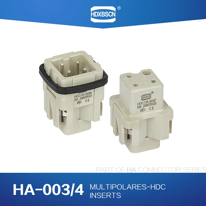 HDXBSCN Heavy Duty plug Connector HDC HA 004F/M 4pin 10A power connectors rectangular aviation ...