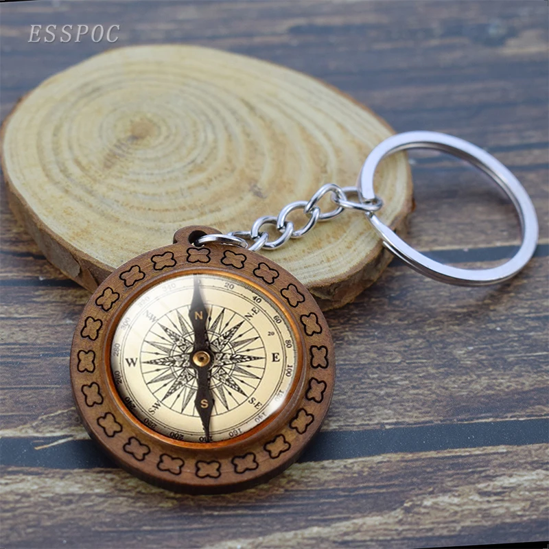 Vintage-Compass-Art-Picture-Handmade-Wooden-Keychain-Compass-Pendant ...