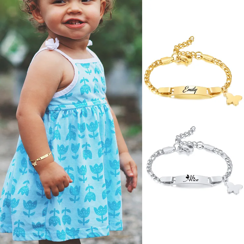 Personalized-Baby-Bracelet-Free-Engrave-Stainless-Steel-Chain-Bracelet ...