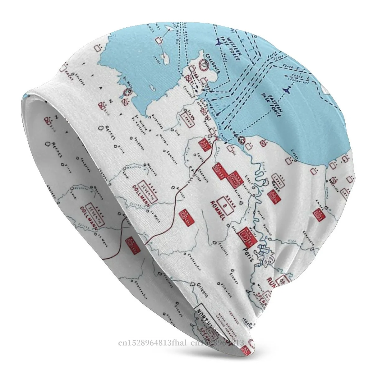 Knitting Hat D Day Allied Invasion Of Normandy Map Outdoor Beanie Caps ...