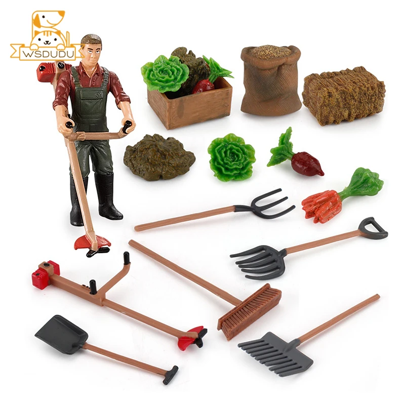 Farm Set Kid Toy Fork Shovel Rake Vegetable Model Action Figure Mini ...