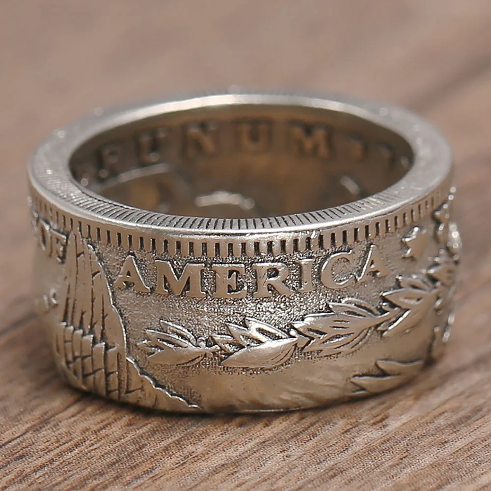 American Morgan Coin Circle Antique Coin Ring Handmade Vintage Ring ...