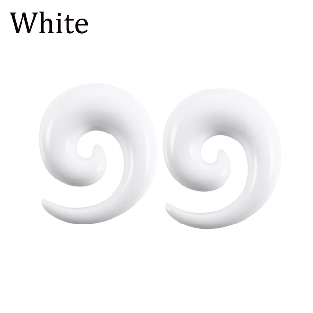 2pcs/lot Black&White Acrylic Spiral Ear Gauges Ear Taper Stretching ...