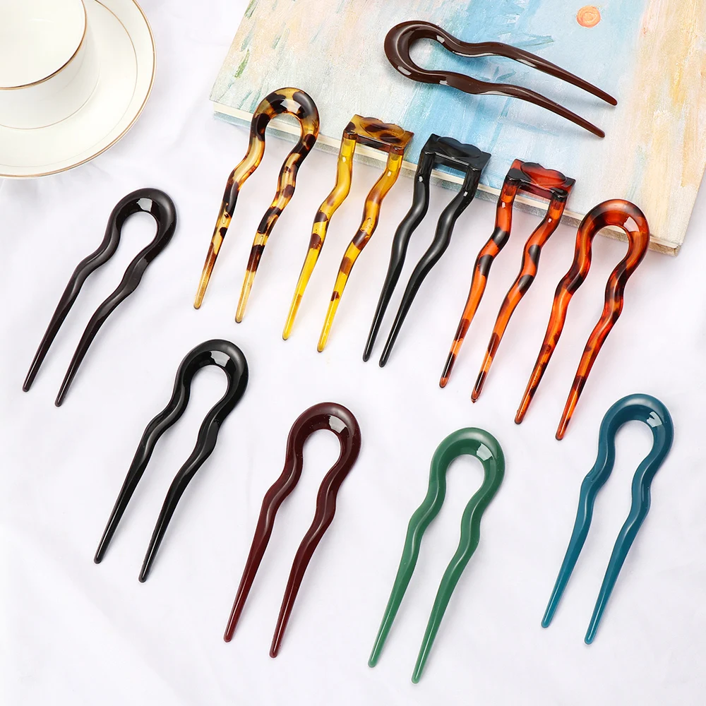 Retro-Style-U-Shaped-Hairpin-Curved-Hair-Stick-Shell-Hair-Pin-Metal ...