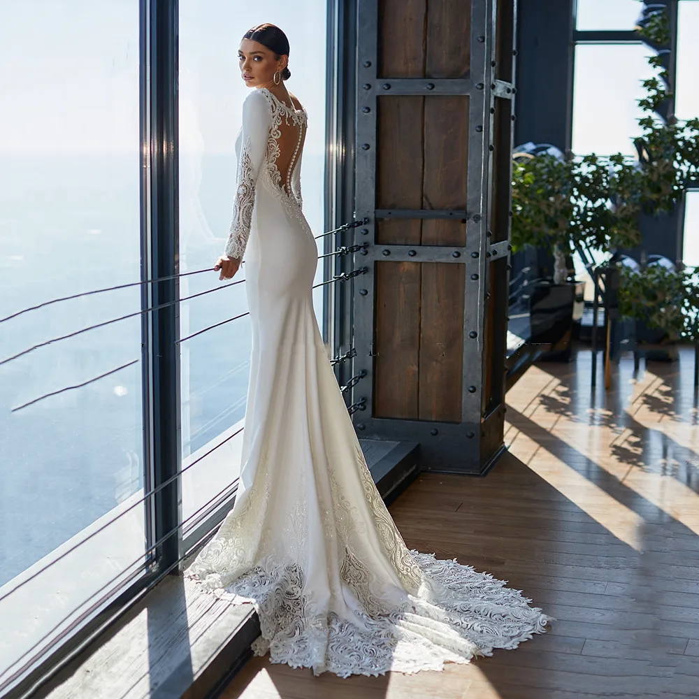 Lace Low Back Mermaid Wedding Dress