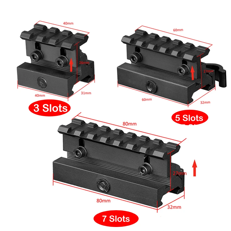 3Slots Riser QD Scope Mount 20mm Picatinny Weaver Rail Base For Rifle ...