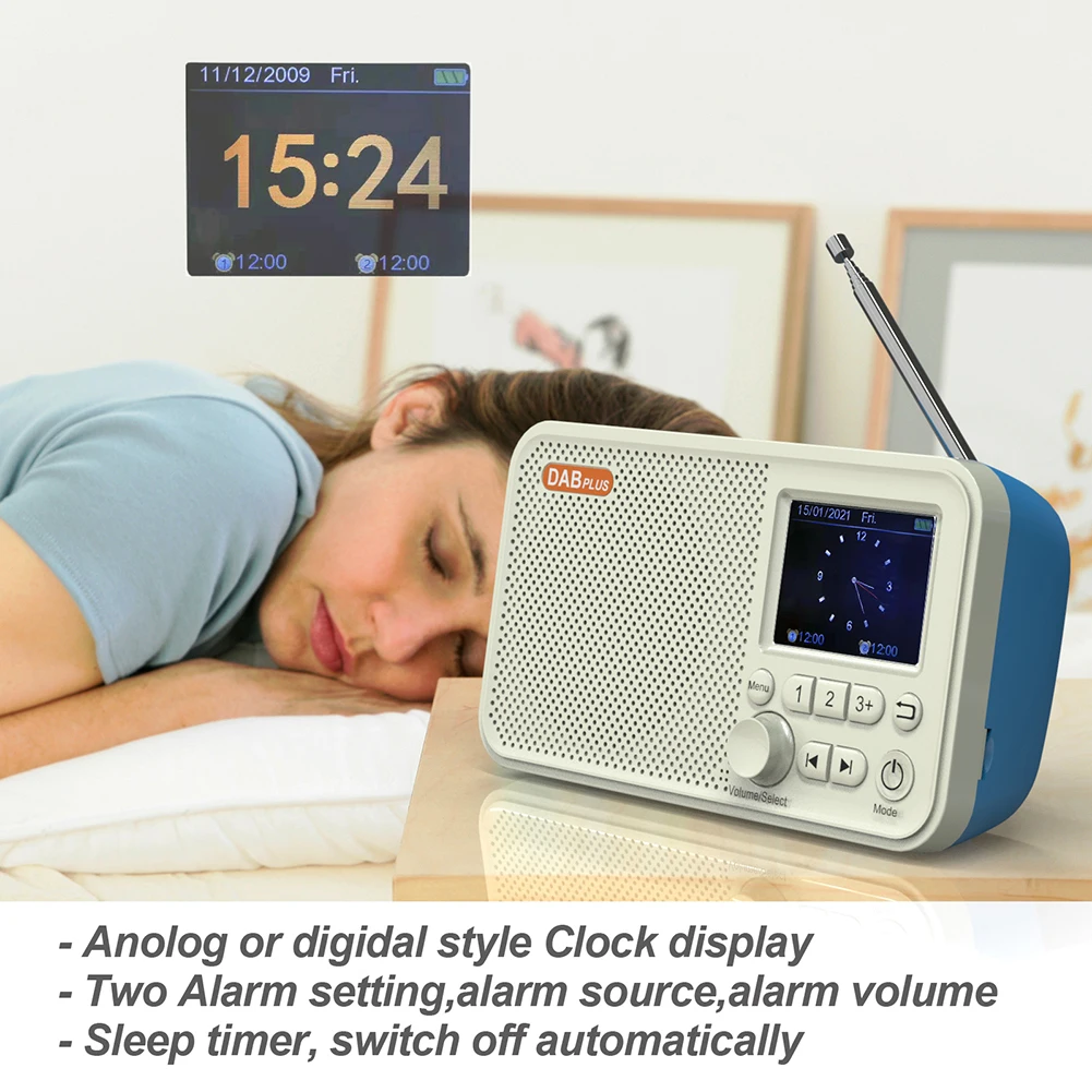 Radio numérique DAB + FM avec antenne télescopique, écran LCD couleur ...