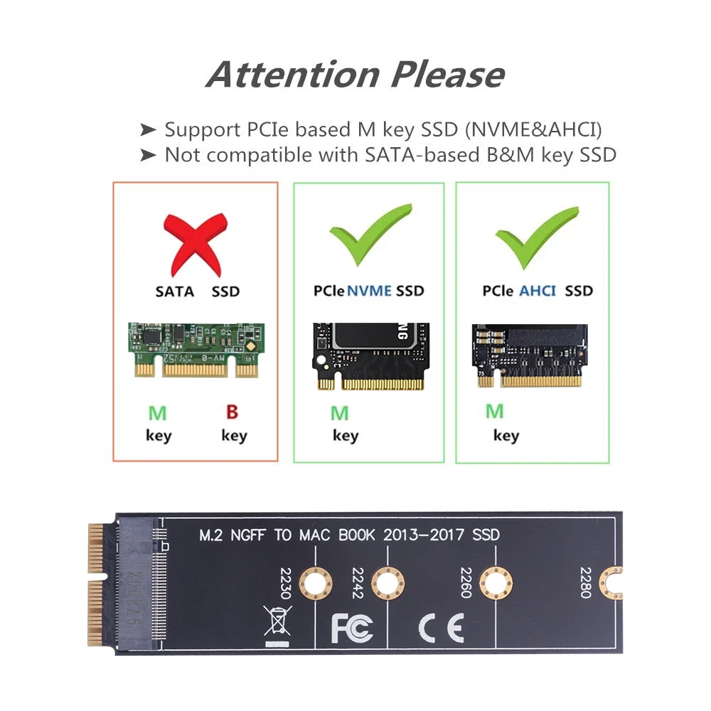 M key tarjeta adaptadora M.2 NGFF PCIe AHCI M2 SSD para MACBOOK Air ...