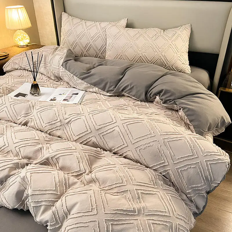 Bonenjoy Queen Bedding Set King Size Gray Color Bed Sheet Sets Funda