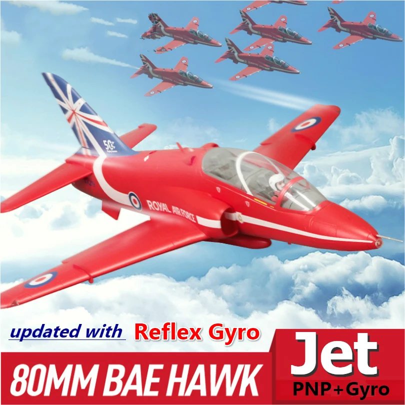 FMSRC RC Airplane 80mm Ducted Fan EDF Jet Bae Hawk Red Arrow 6CH with ...