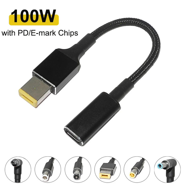 100W Type C Plug Converter USB Type C Female to Universal Laptop ...
