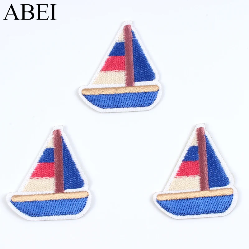 10pcs Embroidered Boats Patches Iron On Cartoon Sailboat Patch Diy ...