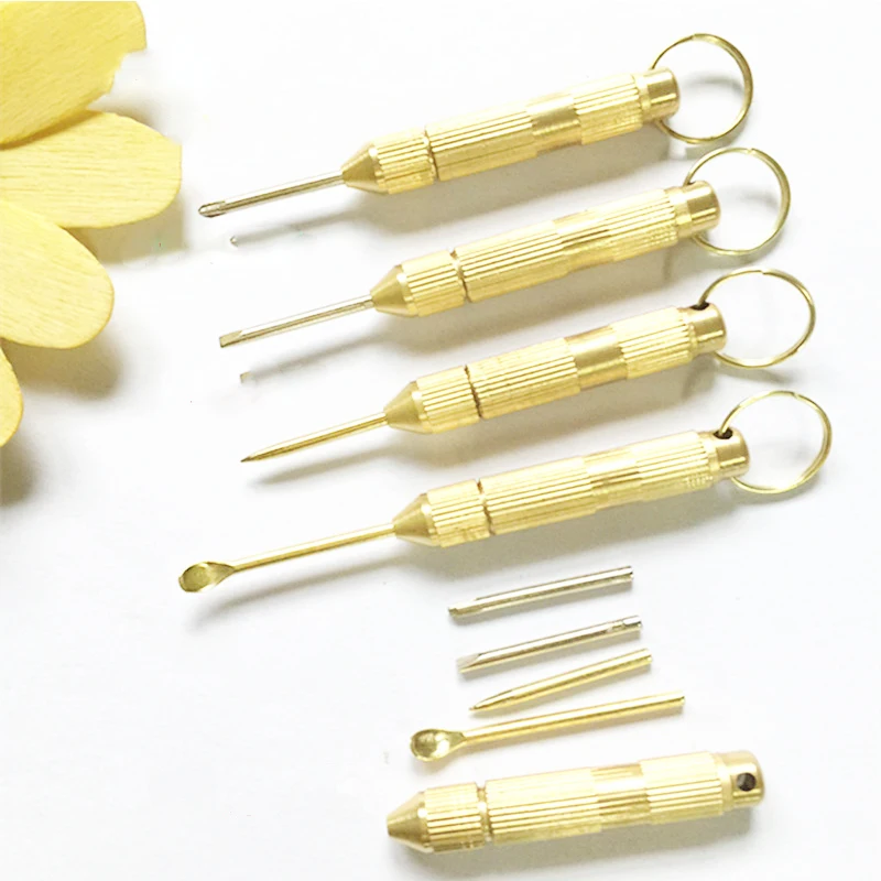 Mini 4 In 1 Brass Smoking Tool Set With Tobacco Oil Spoon Toothpick ...