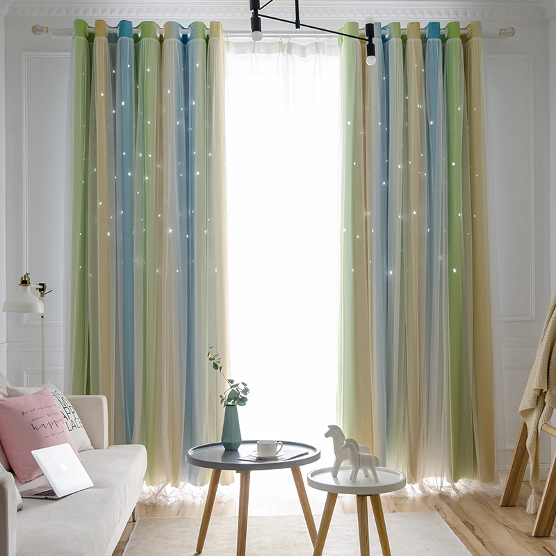 Modern Gradient Color Lace Curtain Living Room Curtains Bedroom ...