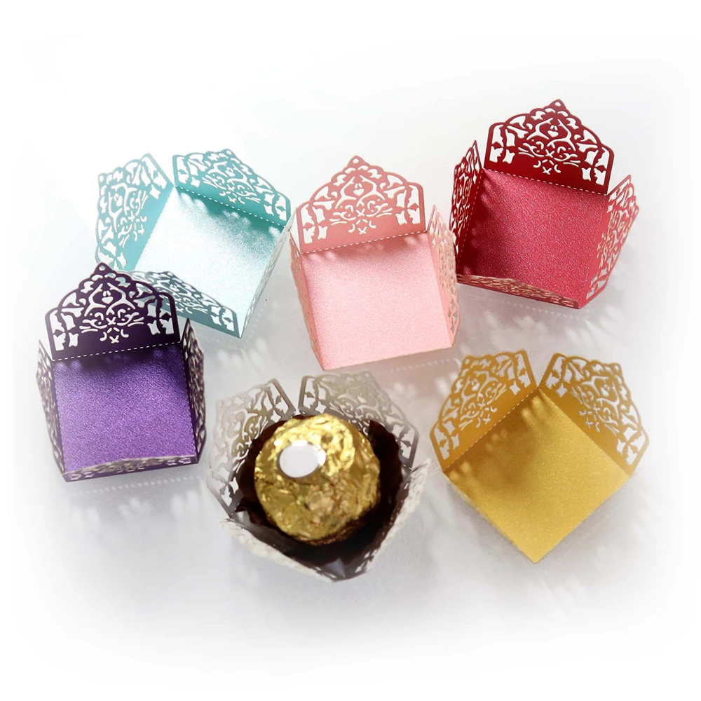 50pcs Flower Chocolate Wrappers Paper Candy Box Bar Wedding Favors And ...