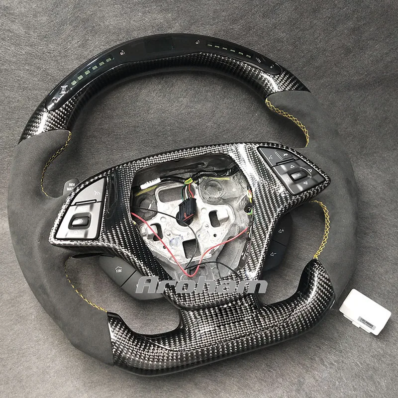 Customized Suede Led Racing Carbon Fiber Steering Wheel For Chevrolet ...