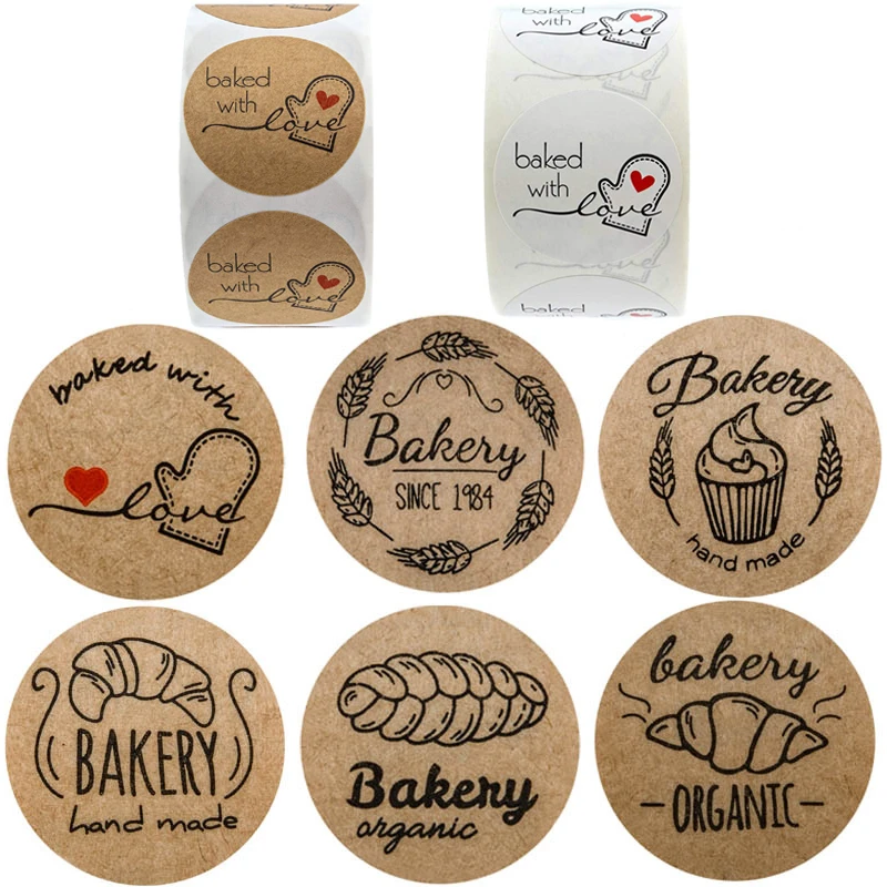 Hand Made Baked With Love Sticker Handmade Home Made Bakery Sticker ...