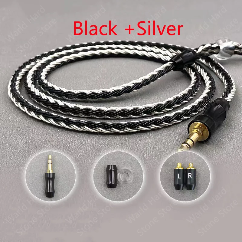 DIY 16 Core OCC Plating Silver Earphone Cable MMCX 0.78mm 2 Pin 2.5/4.4/3.5mm TYPE C Balance ...