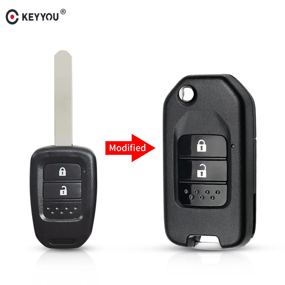 Keyyou 2 Buttons Modified Remote Key Car Key Shell Case Fob For Honda ...
