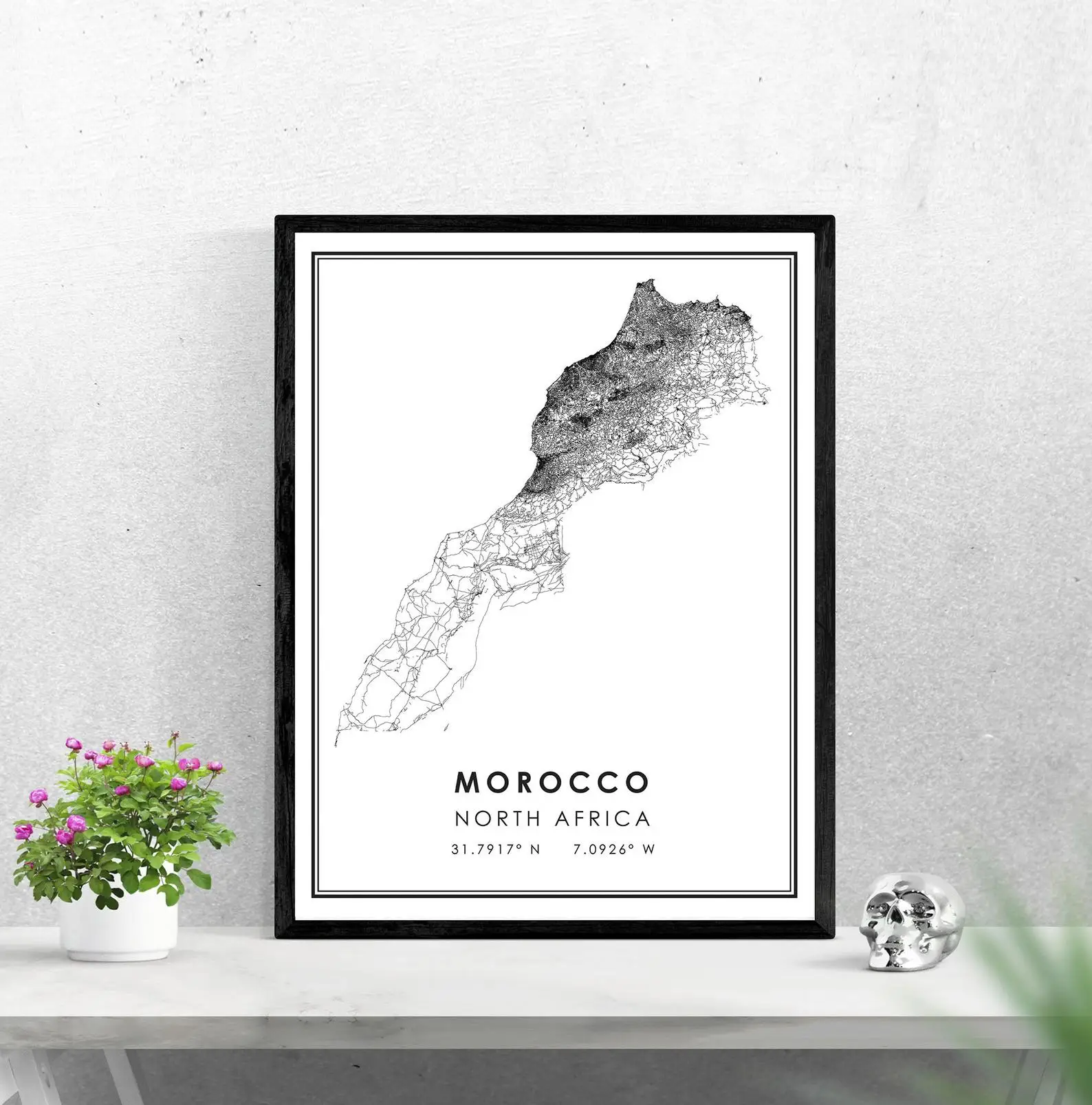 Morocco Map Print Poster Canvas | Morocco Street Map | Morocco City Map ...
