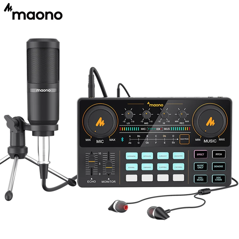 MAONO Audio Interface Kit Condenser Microphone 3.5mm XLR Cardioid Mic ...