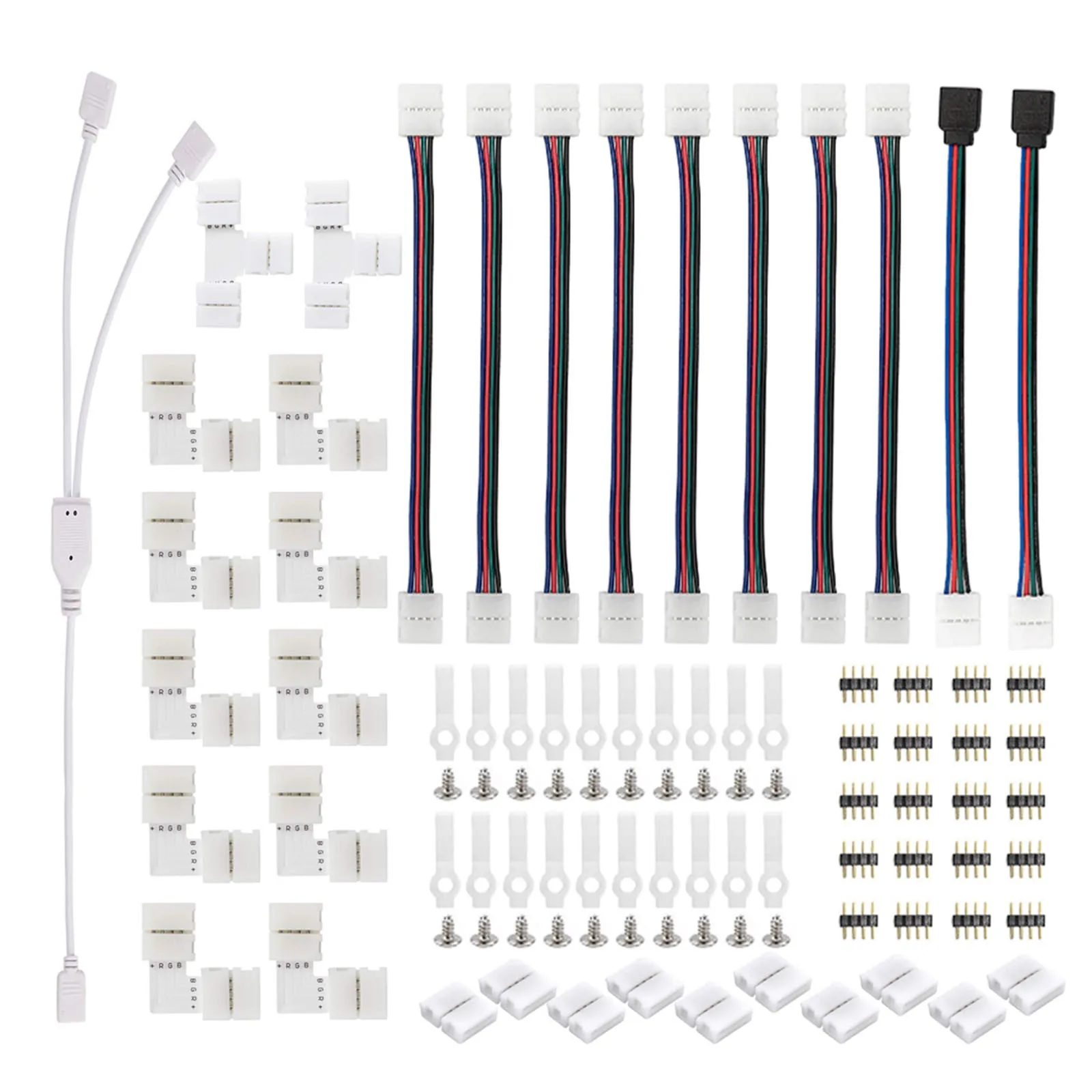 75PC-LED-Strip-Connector-Kit-For-5050-10mm-4Pin-Includes-8-Types-Of-LED ...