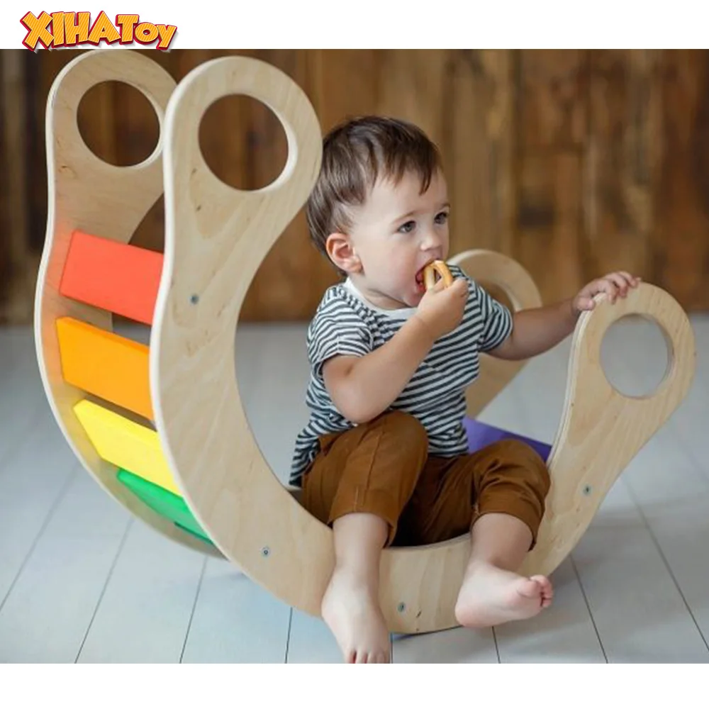 Toys Ride On & Rocking Toys Toys & Games montessori Rainbow rocker ...