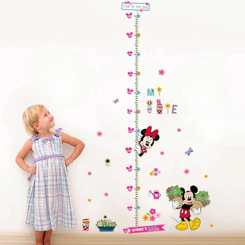 Disney Minnie Mickey 25*70cm Height Measure Wall Stickers Bedroom Home ...