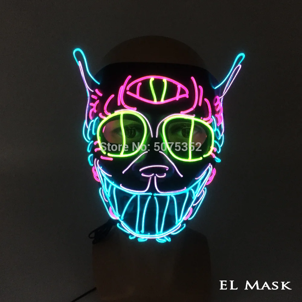 Horror Maska Luminous Glowing Neon EL Mask Cosplay LED Mask ...