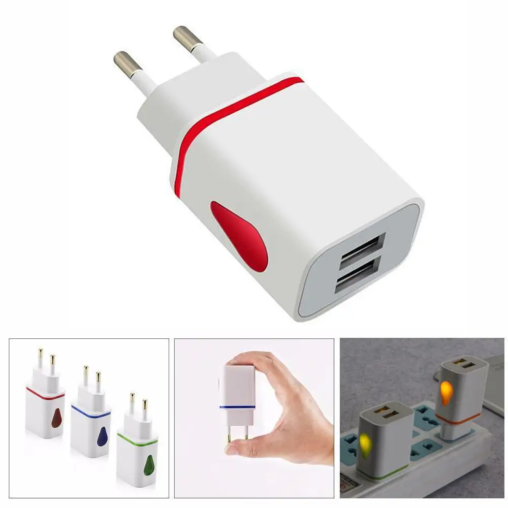 USB-Charger-Adapter-Dual-Port-EU-US-5V-2A-Travel-Wall-Adapter-LED-Light ...