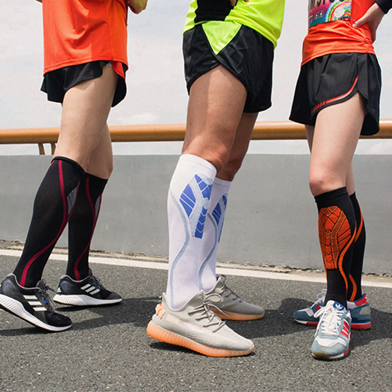 Printing-Sports-Socks-Breathable-Stripes-Knee-Length-Protective ...