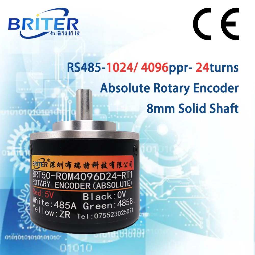 Absolute Rotary Encoder angle measurement BriterEncoder power off memory 8mm shaft Multi-turns ...