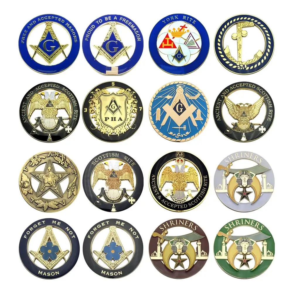 3" Masonc Car Emblems Blue Lodge Scottish Rite PHA Auto Truck Multi ...