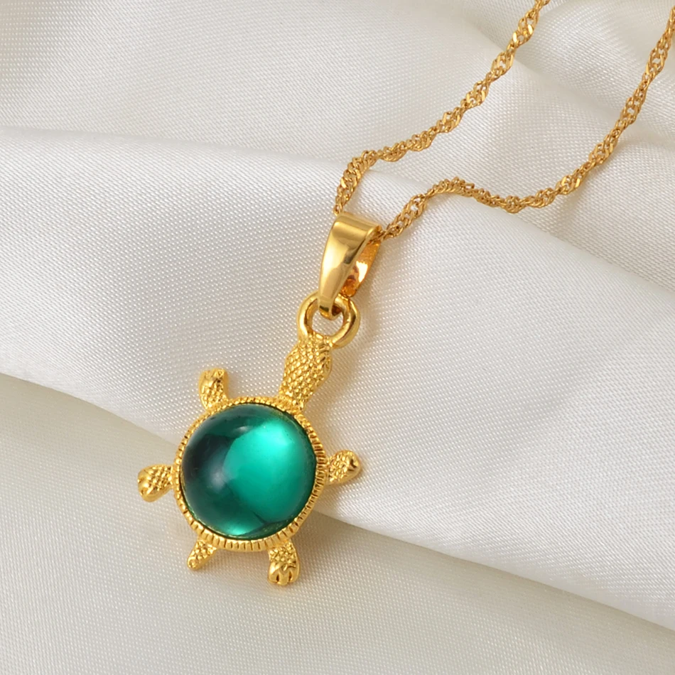 Anniyo-Hawaiian-Green-Tortoise-Pendant-Necklaces-for-Women-Girls-Gold ...