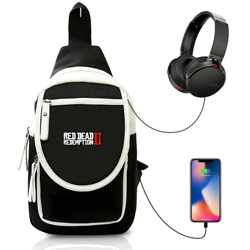 레드 데드 리디핑 2 체스트 백, RDR2 터프 가슴 게임 케이스, 가죽 캔버스 슬링 파우치, 싱글 숄더 팩 ...