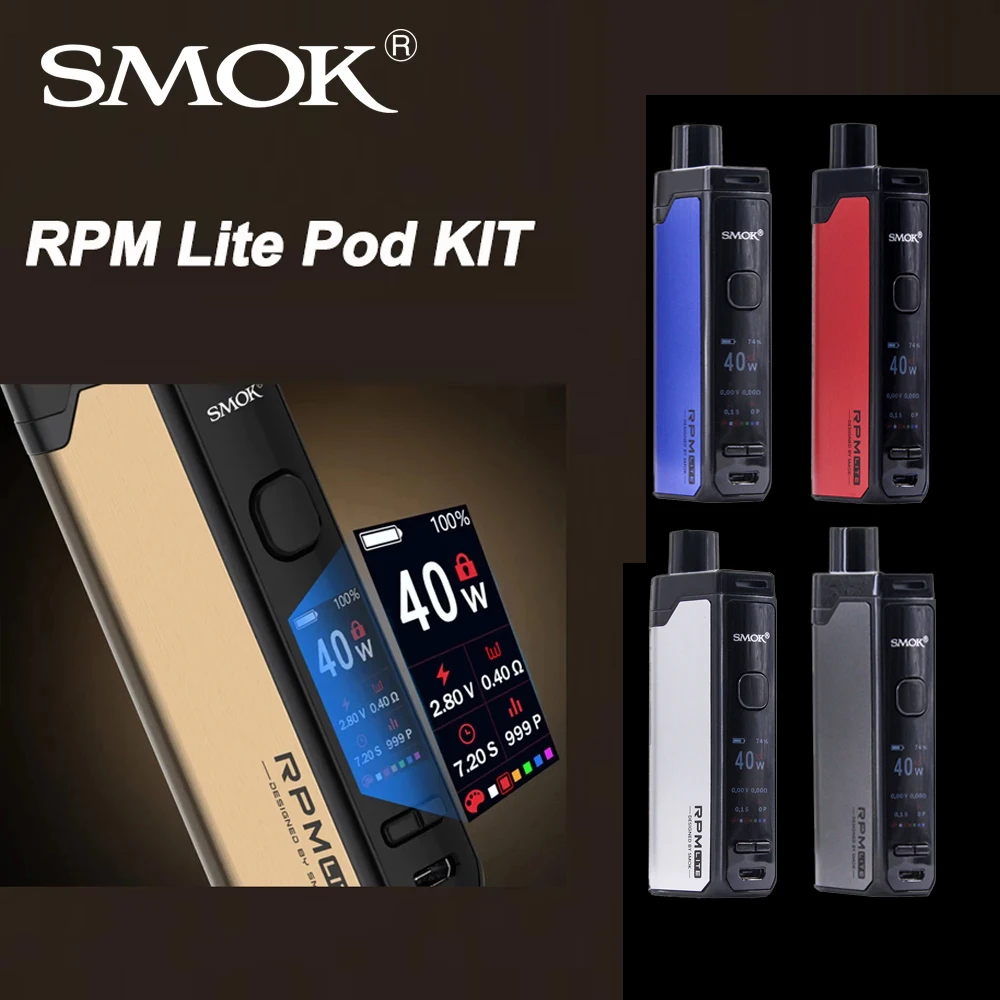 Original-SMOK-RPM-Lite-KIT-40W-Pod-Vape-1250mAh-Battery-Electronic ...
