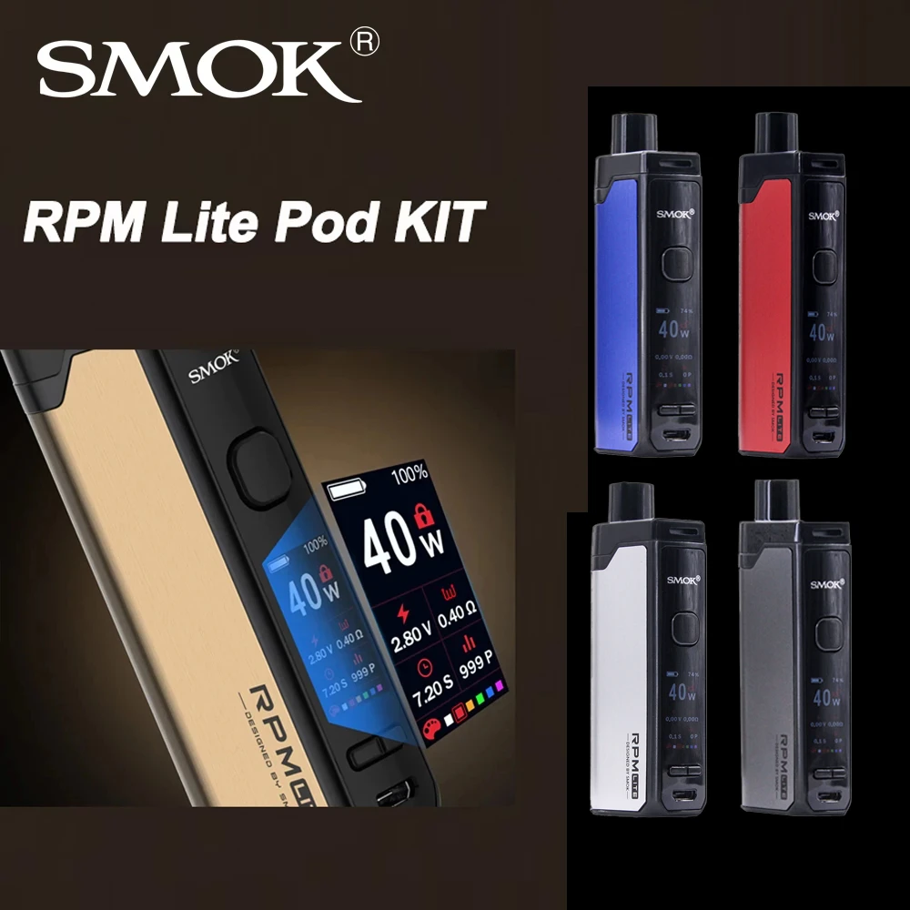 Original SMOK RPM Lite KIT 40W Pod Vape 1250mAh Battery Electronic ...