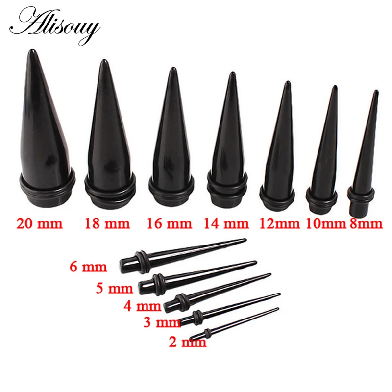 Pair-Clear-BLACK-Ear-Taper-Plug-Stretcher-Expander-Gauge-Acrylic ...