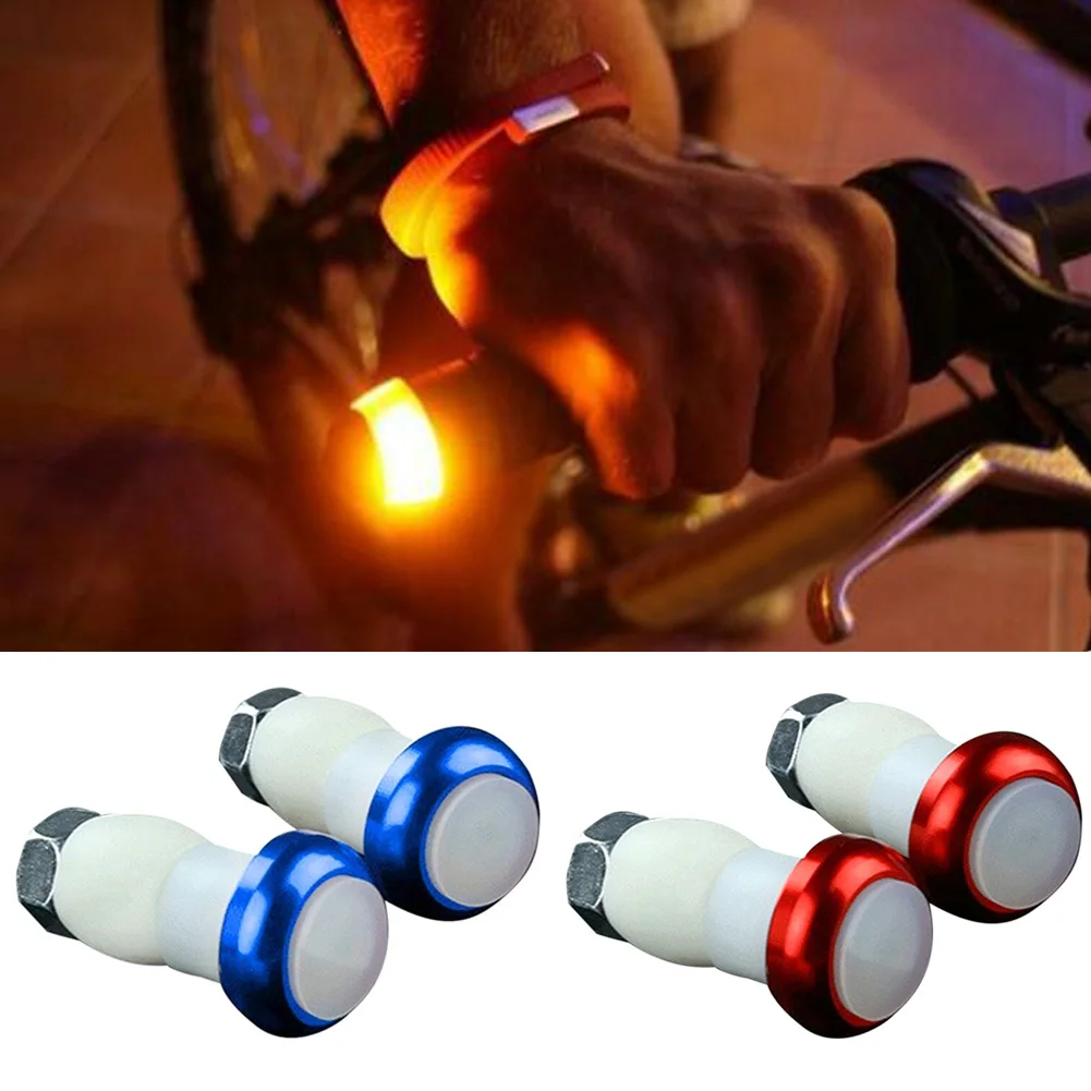 1 Pair Safety Cycling Bike Turn Signal Handle Bar End Plug LED Red ...