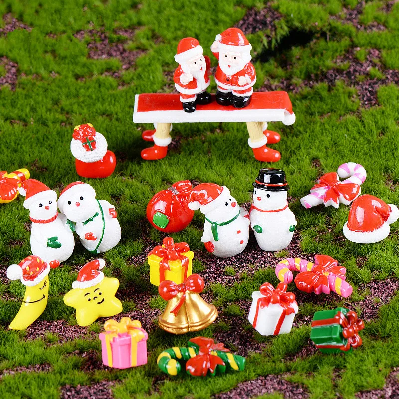 5Pcs/lot Christmas Santa Claus Snowman Micro Landscape Figures Moss ...